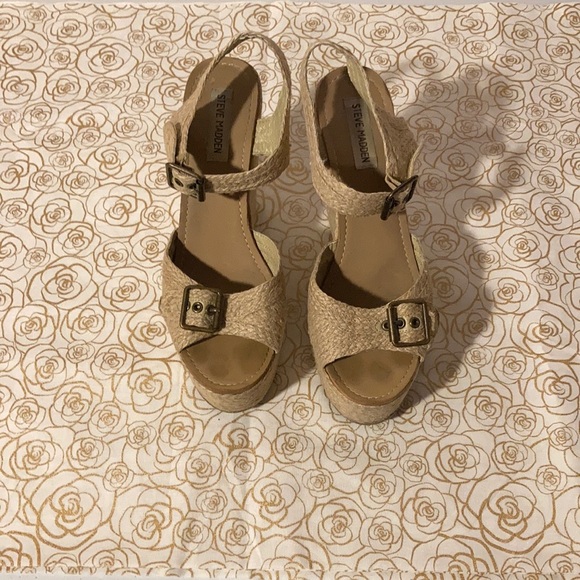 Steve Madden | Shoes | Steve Madden Raffia Wedge Sandal Shoe | Poshmark